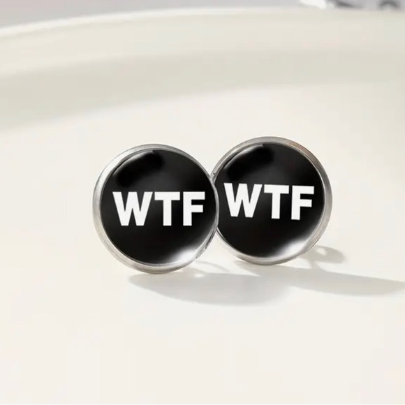 Jewelry | Wtf Stud Silver Earrings | Poshmark